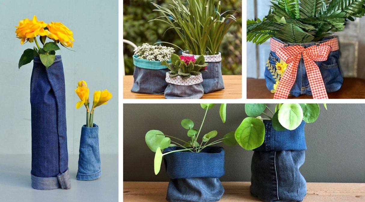 Όμορφες DIY γλάστρες ντυμένες με παλιά τζιν: υπέροχες ιδέες έμπνευσης ...